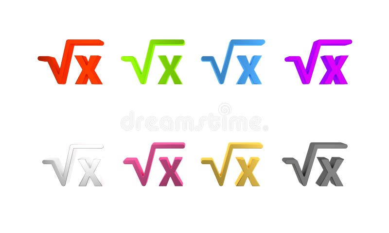 Colorful Square Root of X Glyph Icon Isolated on White Background ...