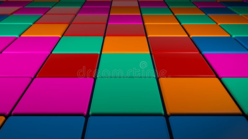 Disco Floor with Bright Squares, 3d Render Abstraction, Computer ...