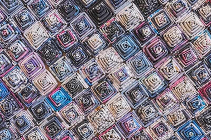 Colorful Square Shaped Paper Rolls Texture Stock Photo - Image of ...