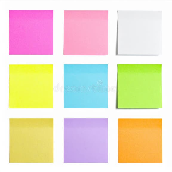 Colorful Square Sticky Notes on White Background Stock Illustration ...