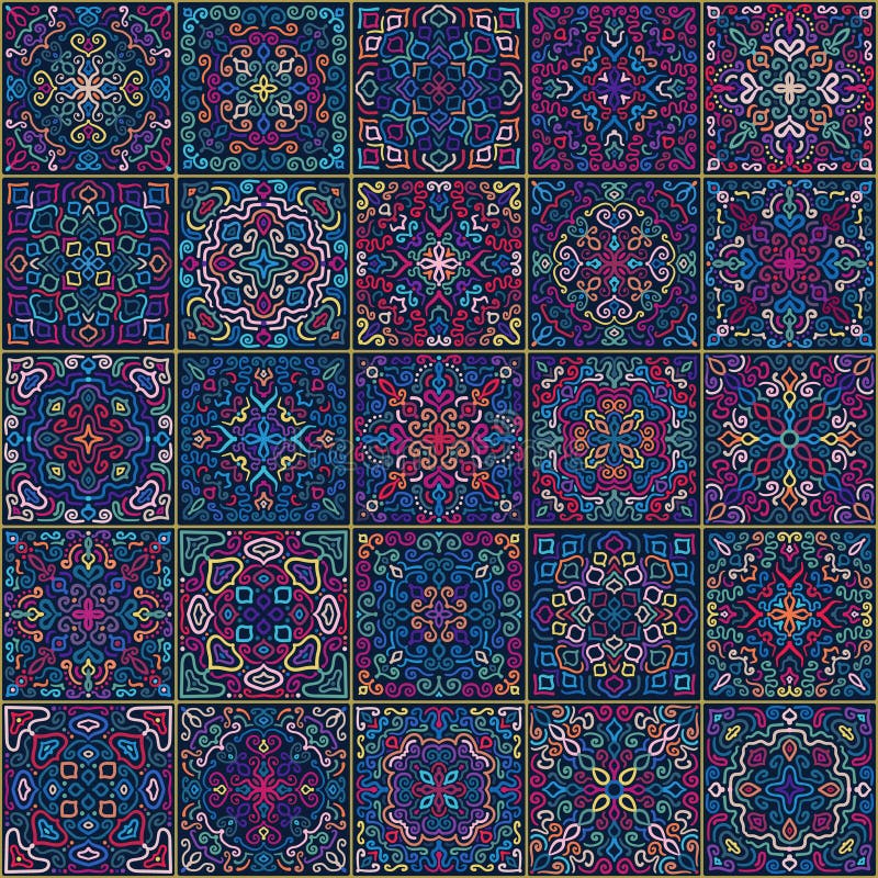 Colorful Square Tiles Seamless Pattern Stock Vector - Illustration of ...