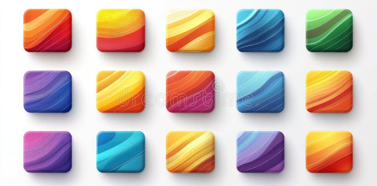 Colorful Square Tiles with Various Textures and Patterns Arranged in a ...