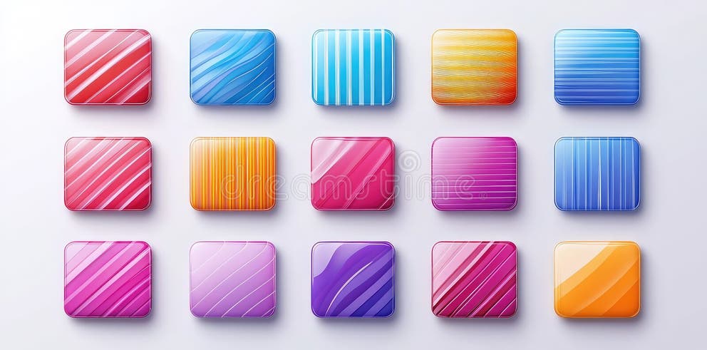 Colorful Square Tiles with Various Textures and Patterns Arranged in a ...