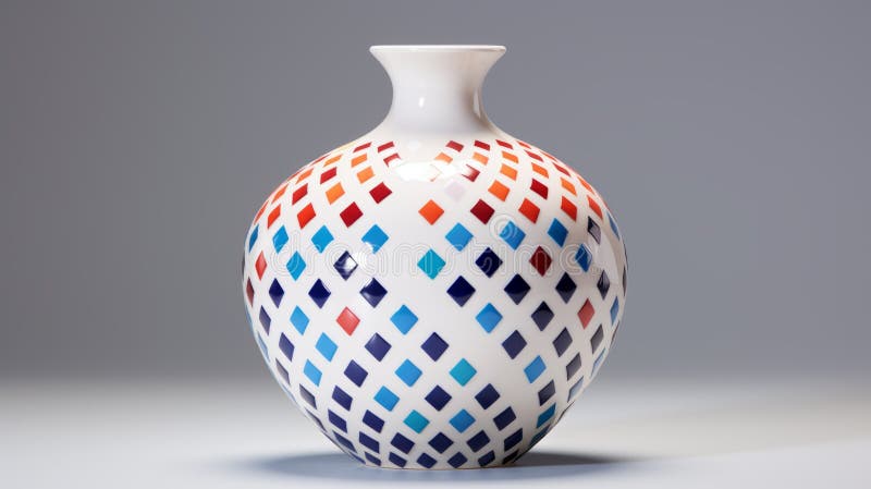 Colorful Square Vase with Dot-painted Design Stock Illustration ...
