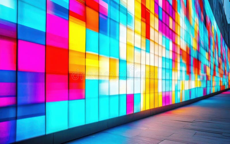 Colorful Squares Adorn the Exterior Wall of a Building, Creating a ...