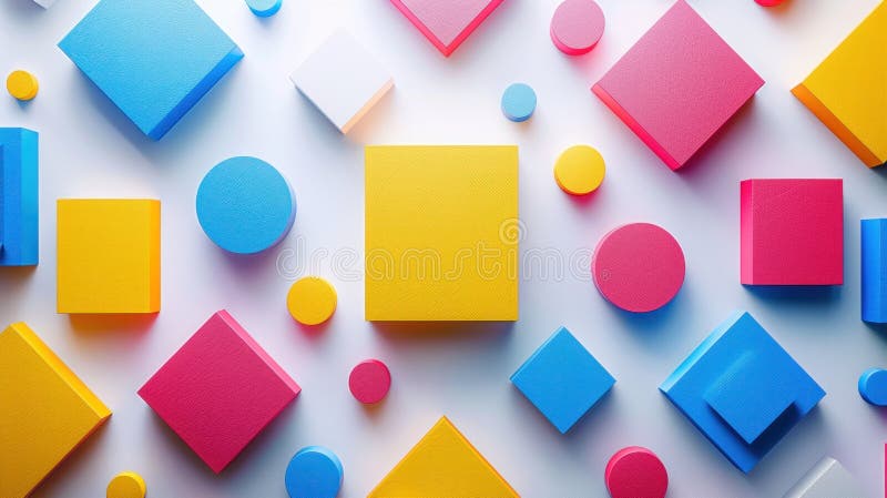 Colorful Squares and Circles Create a Sweet Pattern on White Background ...