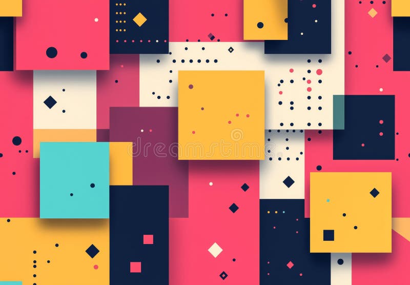 Colorful Squares and Dots Dance in an Abstract Flat Vector Backdrop ...