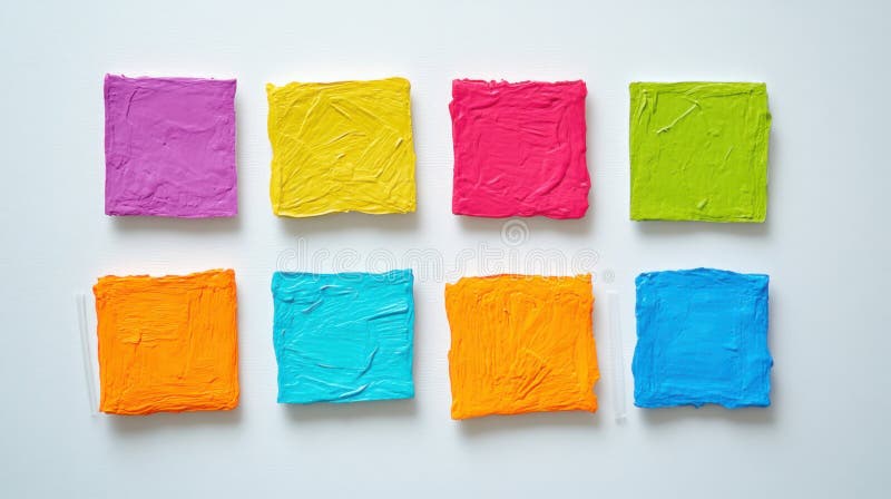 Colorful Squares of Paint Arranged in a Grid Pattern on a White ...