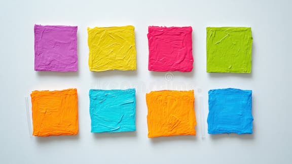 Colorful Squares of Paint Arranged in a Grid Pattern on a White ...