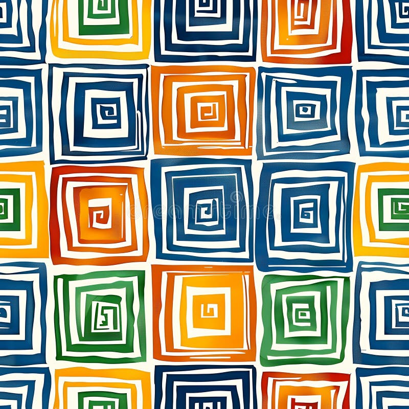 Colorful Squares with Swirls in Each Stock Illustration - Illustration ...