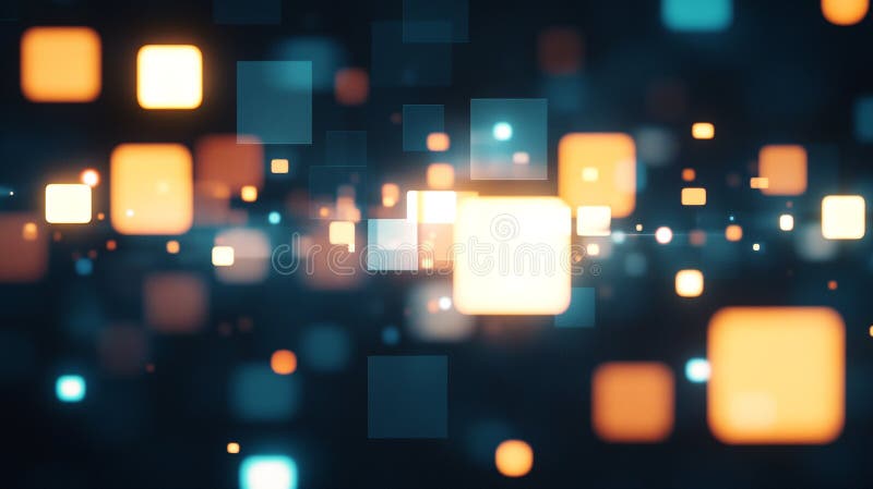 Vibrant Digital Squares Floating in Dark Space Create Dynamic Visual ...