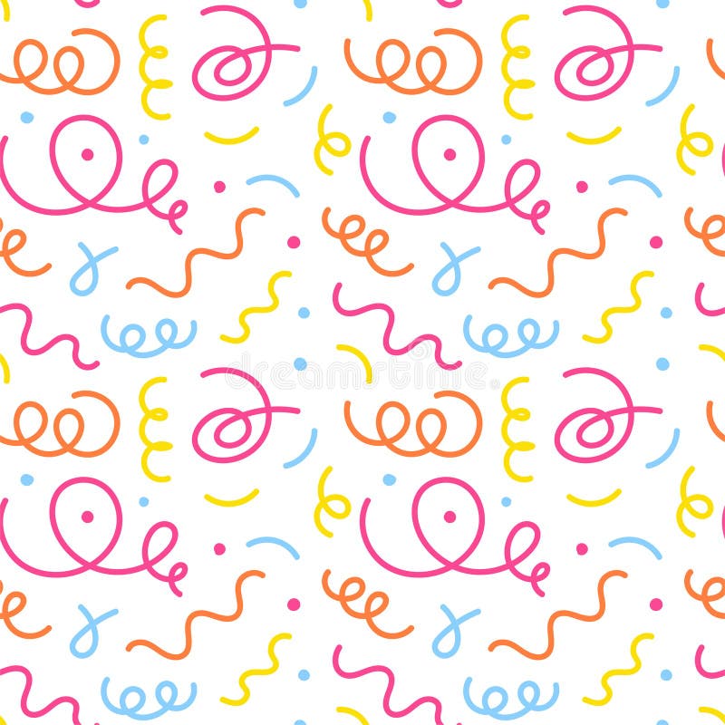 Colorful Squiggle Fun Party Seamless Pattern. Stock Vector ...