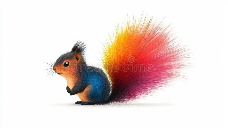 Colorful Squirrel with Vibrant Fur Stock Illustration - Illustration of ...