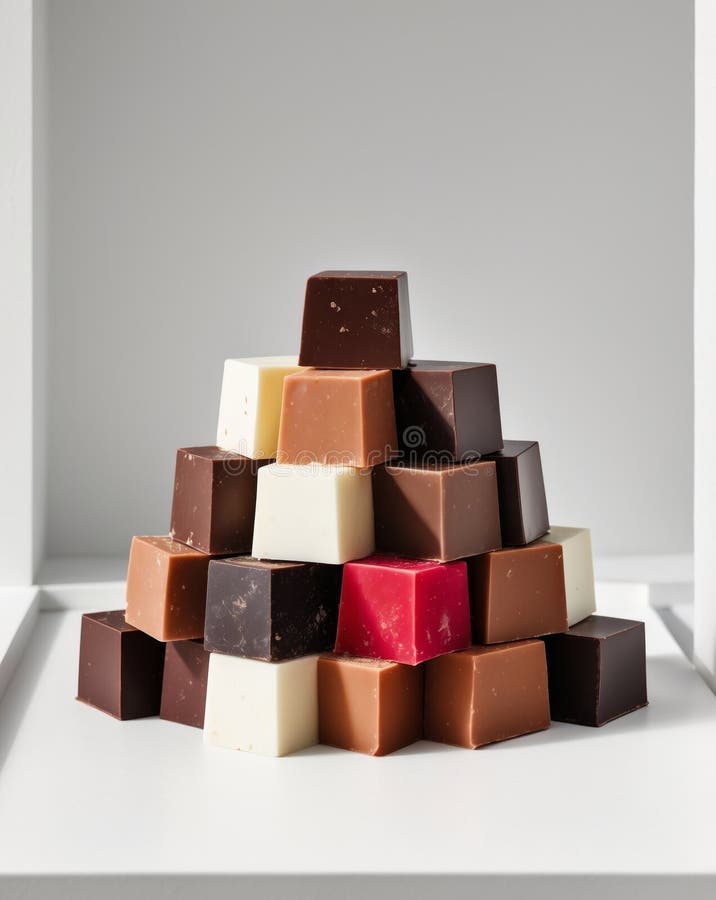A Colorful Stack of Assorted Chocolate Cubes Stock Image - Image of ...