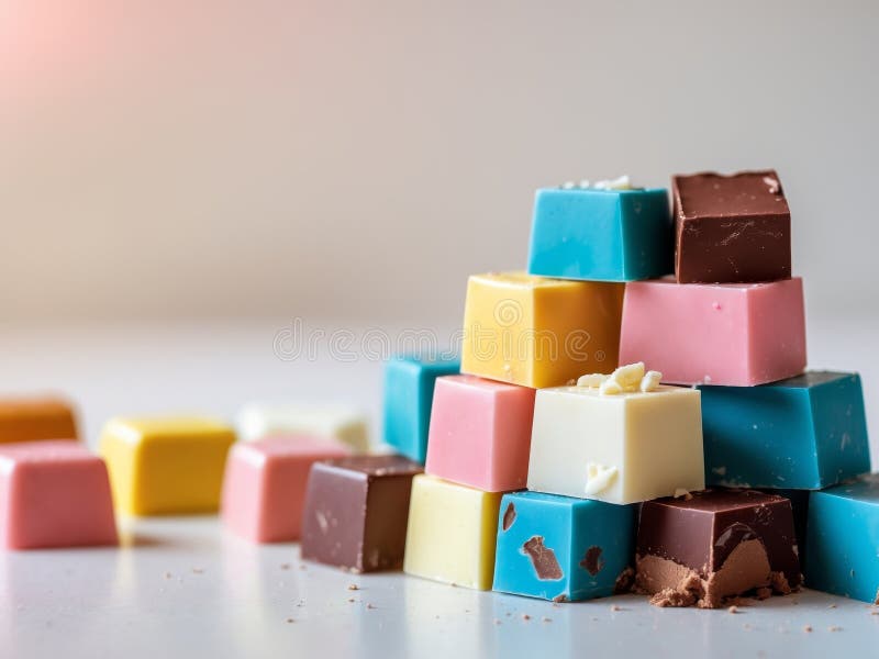 A Colorful Stack of Assorted Chocolate Cubes Stock Illustration ...