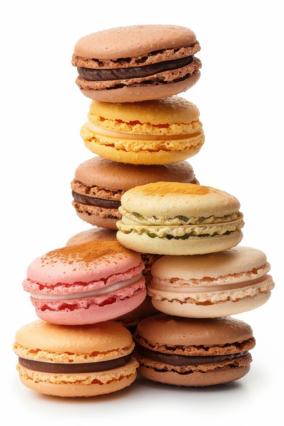 A Colorful Stack of Assorted Macarons, Highlighting Their Smooth ...