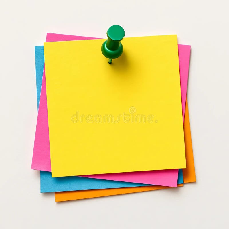 Colorful Stack of Blank Post-it Notes Pinned To a White Background ...
