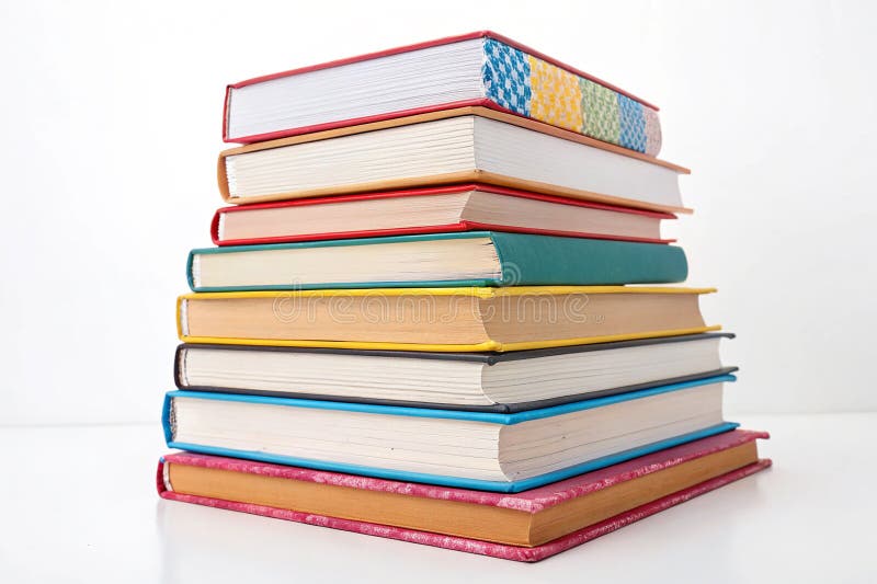 Colorful Stack of Books of Different Sizes Isolated on White Background ...