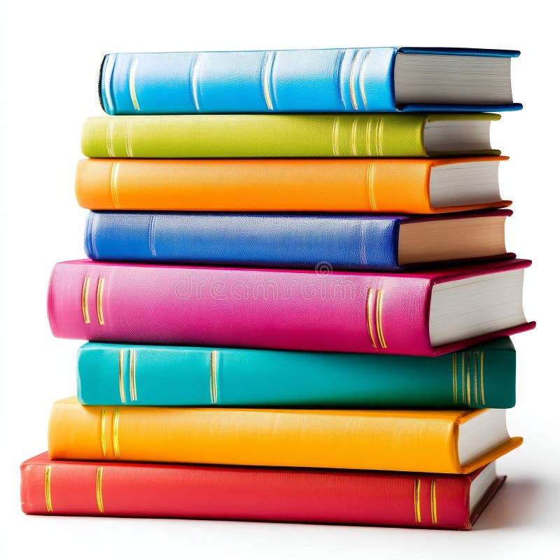 Colorful Stack of Books Eight Vibrant Hardcover Volumes, Education ...