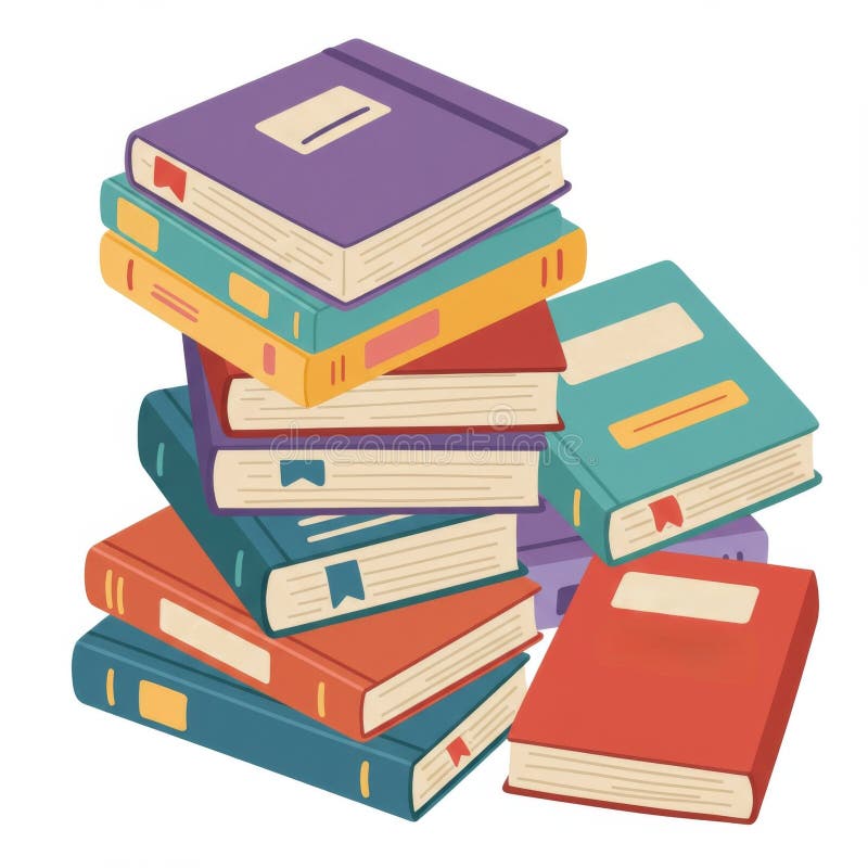 Colorful Stack of Books Illustration Stock Illustration - Illustration ...