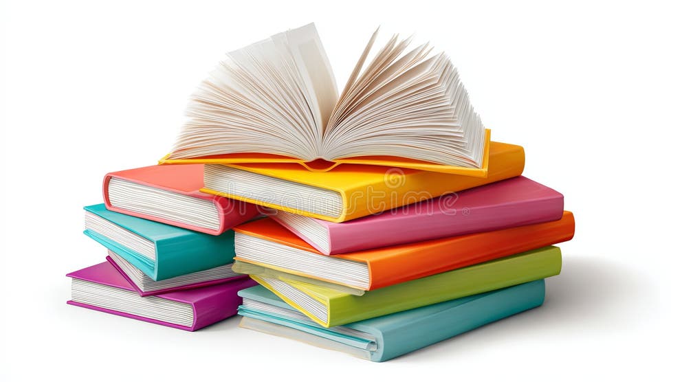 Colorful Stack of Books with Open Pages Stock Image - Image of lover ...