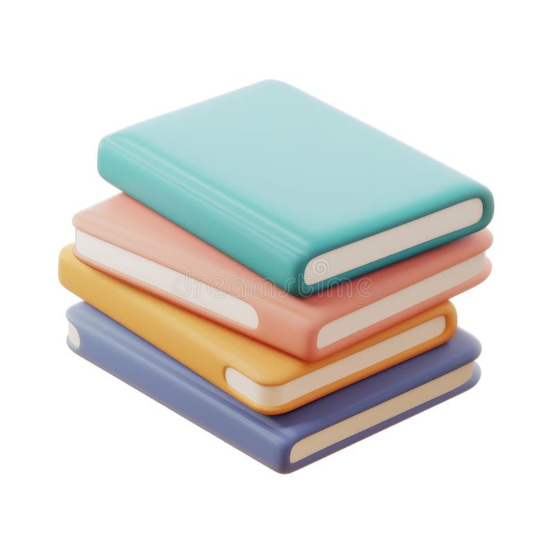 Stack of Pastel Colored Books, 3D Render Stock Illustration ...
