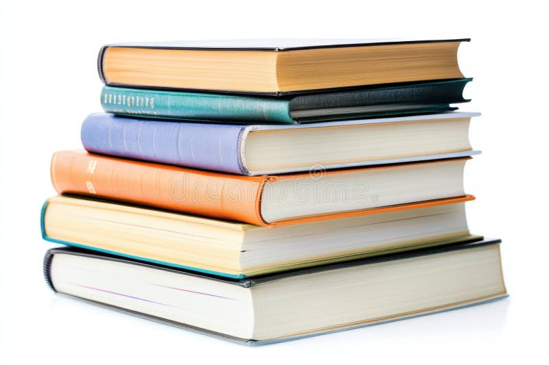 Colorful Stack of Books Resting on a White Surface Showcasing Various ...