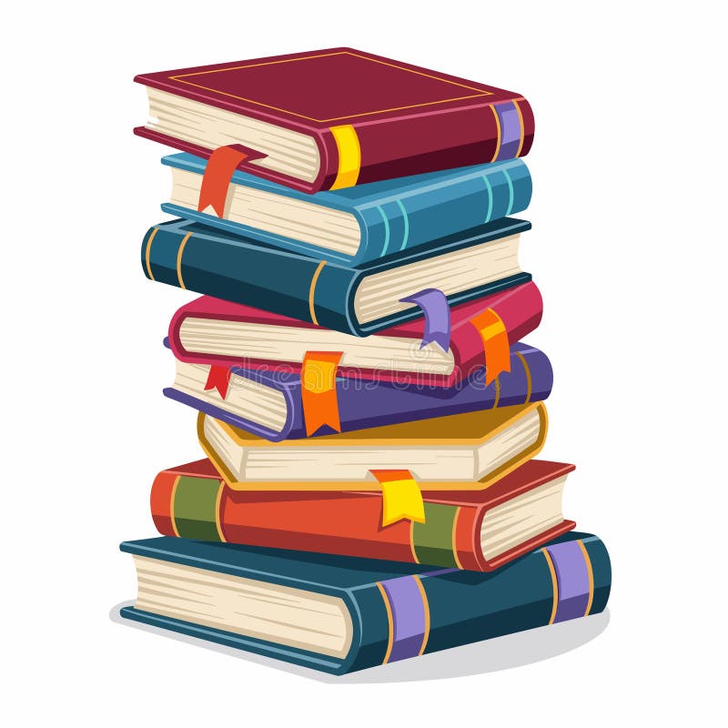 Colorful Stack of Books with Ribbons Stock Vector - Illustration of ...