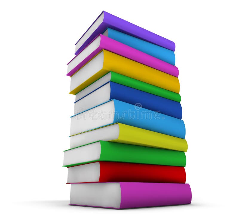 Colorful Stack Of Books, Stack of colorful school books isolated on white
