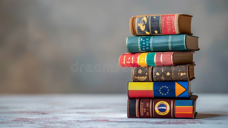 A Colorful Stack of Books Showing Flags, Old, Educational, and Learning ...