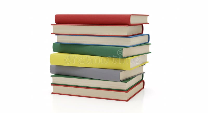 Colorful Stack of Books on a White Background with Reflection Stock ...
