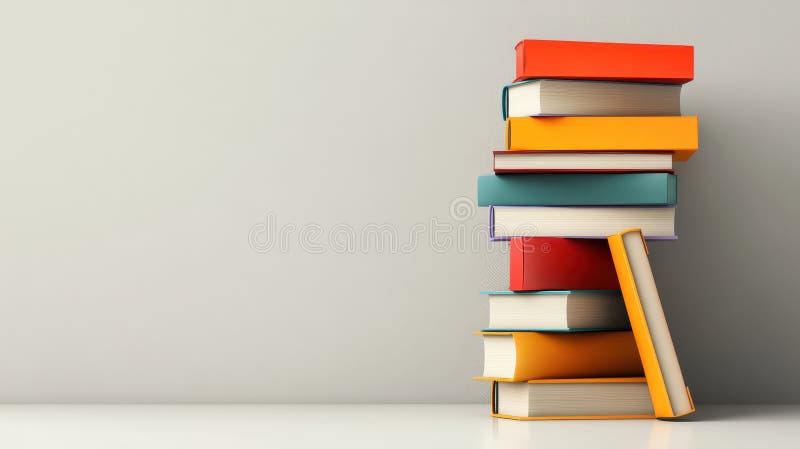 Colorful Stack of Books on White Background, Visual Representation of ...