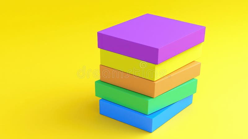 Colorful Stack of Boxes on Bright Yellow Background, Ideal for Creative ...