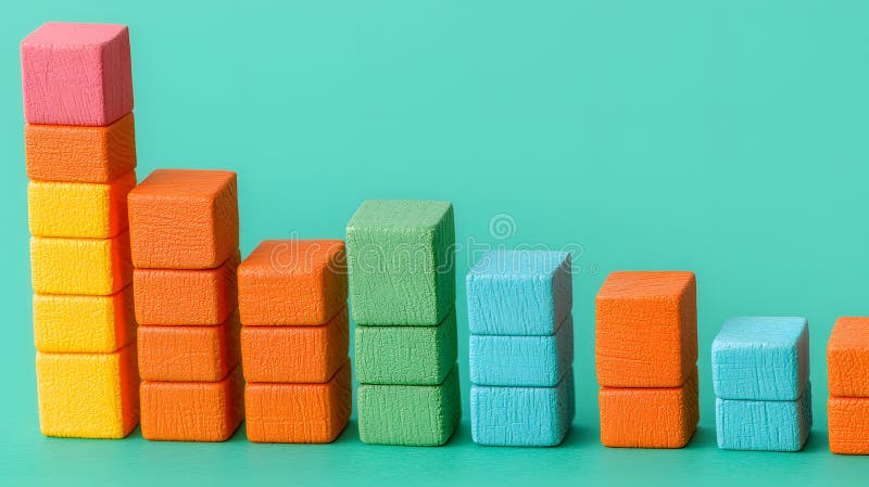 Colorful Stack of Building Blocks Showing Growth Trend. Stock ...