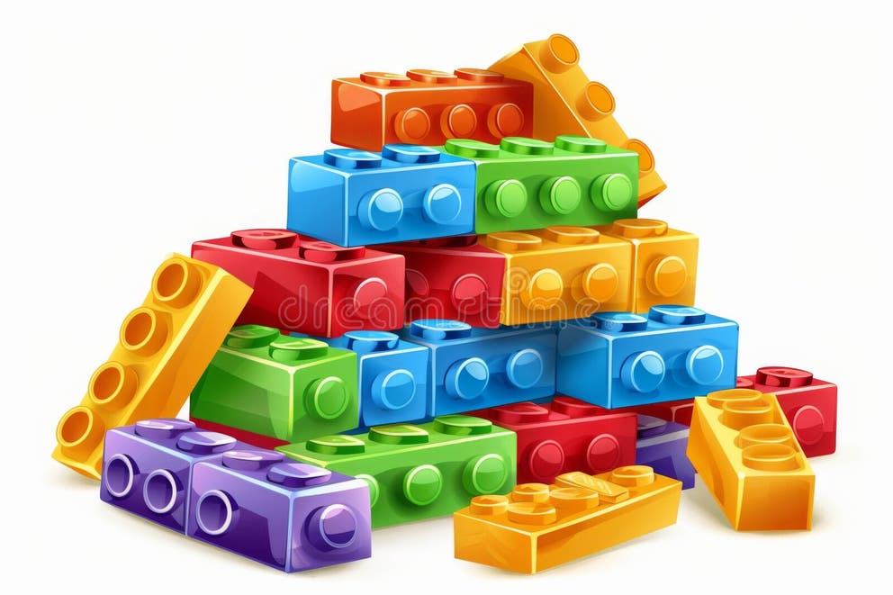 Vibrant Building Blocks Stacked High Stock Illustration - Illustration ...