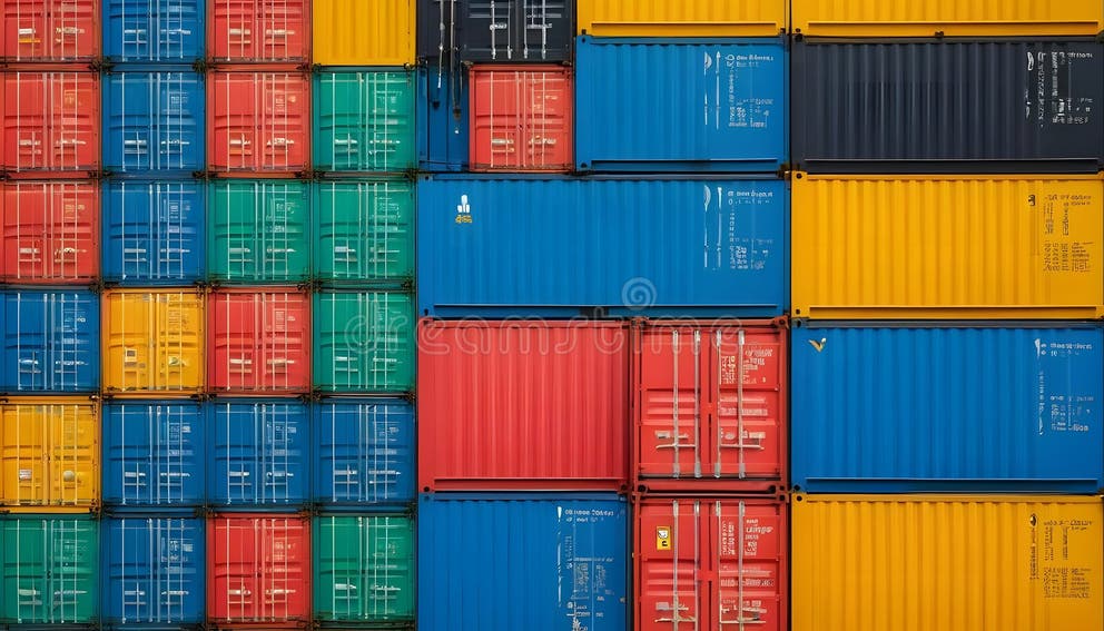 Colorful Stack of Cargo Containers Stock Illustration - Illustration of ...