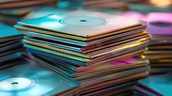 Colorful stack of CD stock image. Image of reflection - 330816047