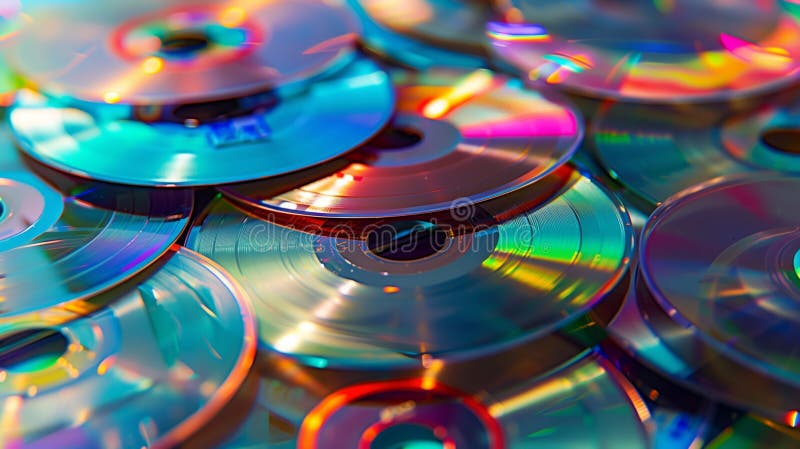 Colorful Stack of CDs in a Chaotic Pile Stock Photo - Image of display ...