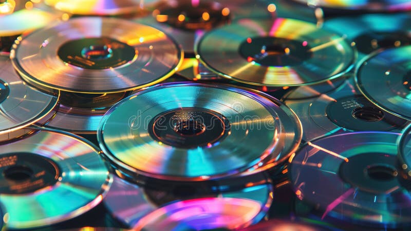 Colorful Stack of CDs in a Chaotic Pile Stock Illustration ...