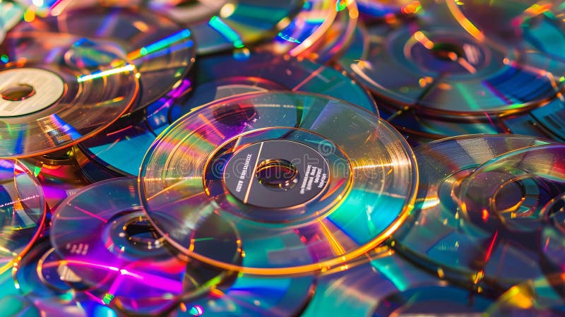 Colorful Stack of CDs in a Chaotic Pile Stock Illustration - Illustration of backdrop, macro ...