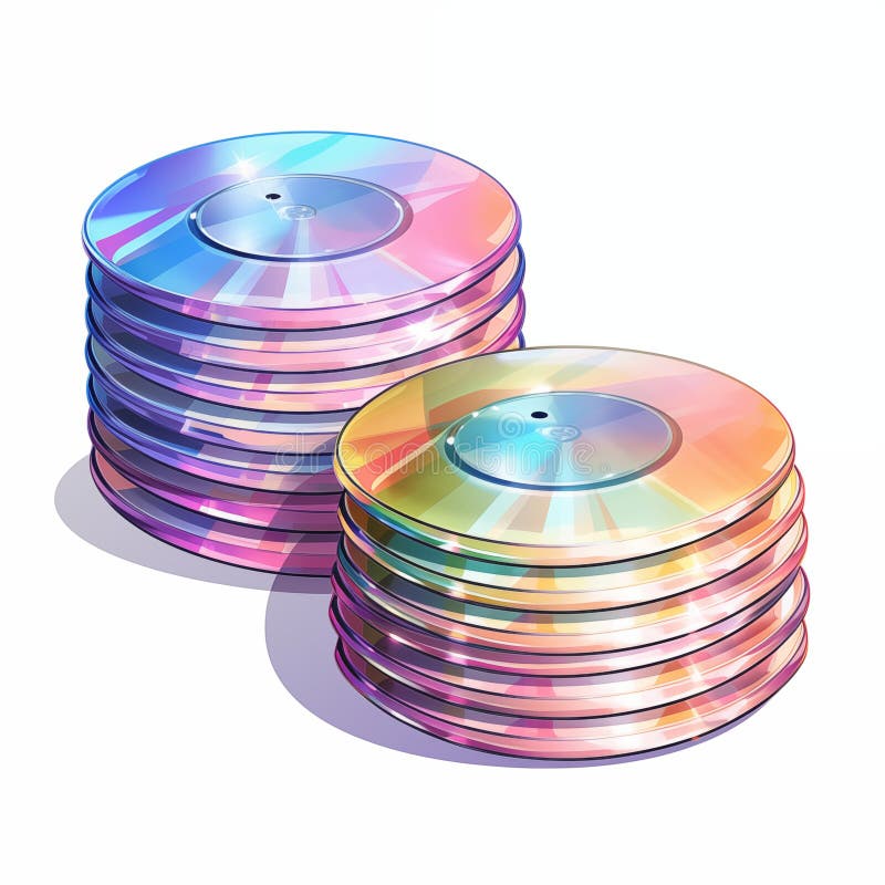 Colorful Stack of CDs Reflecting Vibrant Light in an Artistic Display ...