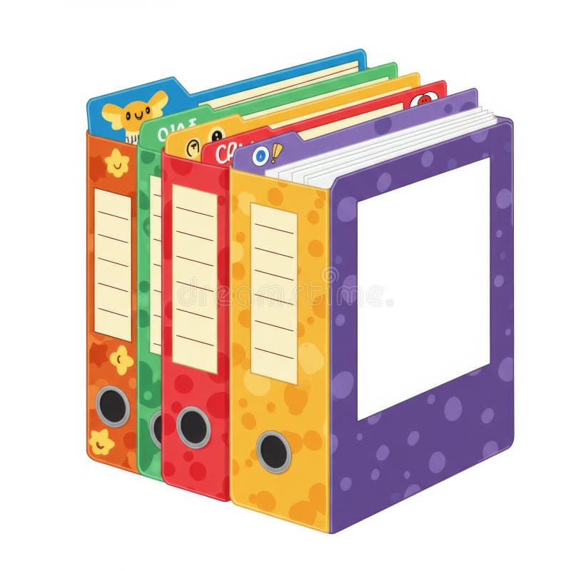 Colorful Stack of Children S Binders Stock Illustration - Illustration ...