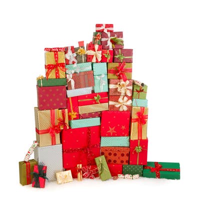 Colorful Stack of Christmas Presents Stock Image - Image of wrapped ...