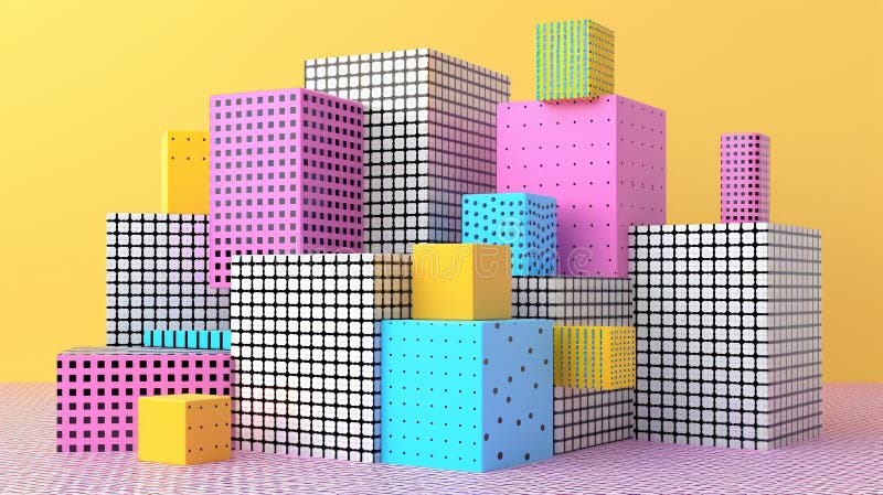 A colorful stack of cubes stock illustration. Illustration of cylinder ...