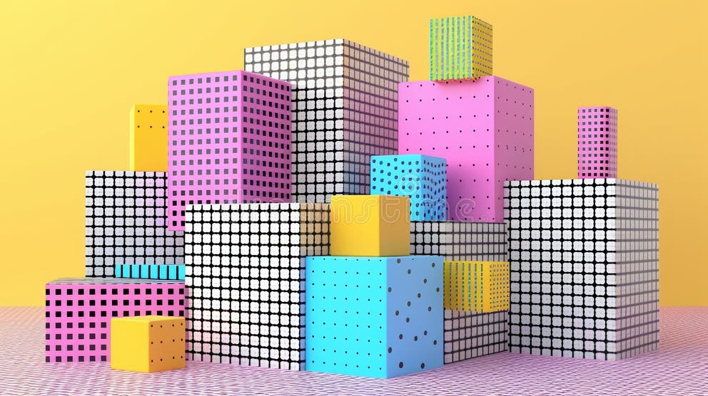 A colorful stack of cubes stock illustration. Illustration of cylinder ...