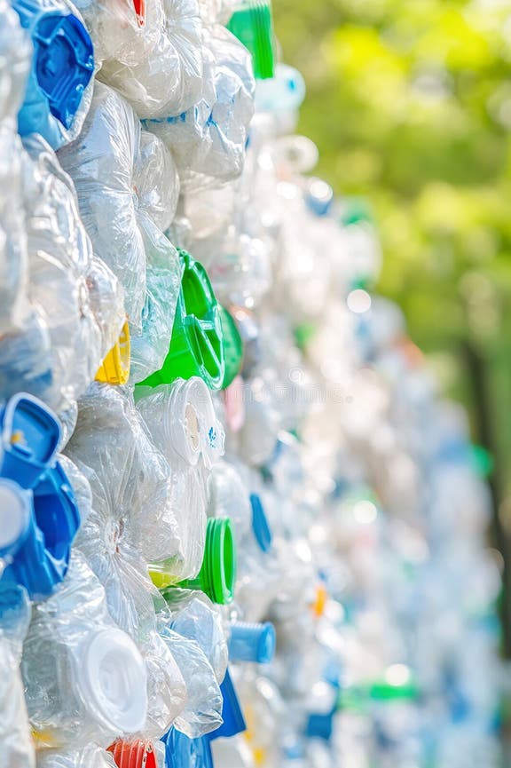 Colorful Stack of Compressed Plastic Bottles in Recycling Center Stock ...