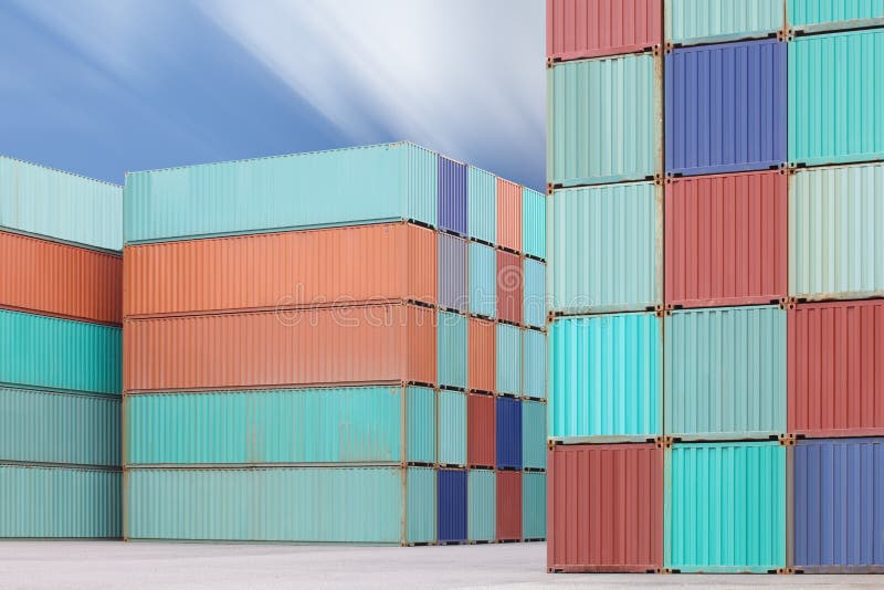 Colorful Stack of Container Shipping Stock Image - Image of modal ...