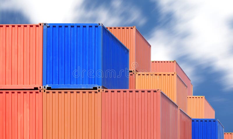 Colorful Stack of Container Shipping Stock Photo - Image of cargo, blue ...