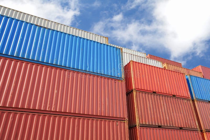 Colorful Stack of Container Shipping Stock Image - Image of import ...