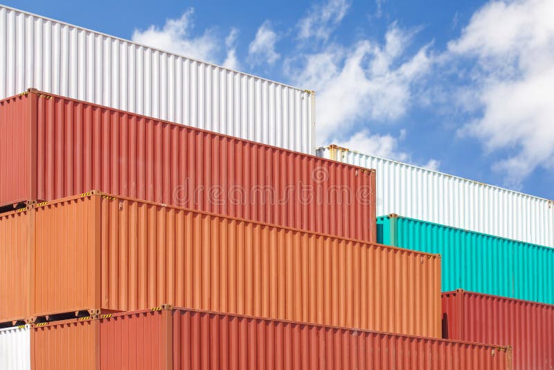 Colorful Stack of Container Shipping Stock Photo - Image of jetty ...